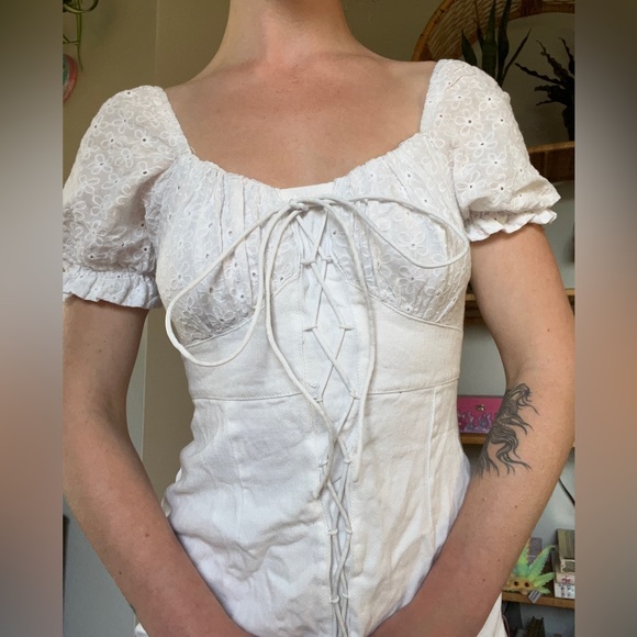 For Love And Lemons | Dresses | Pointelle And White Denim Cottage Core ...